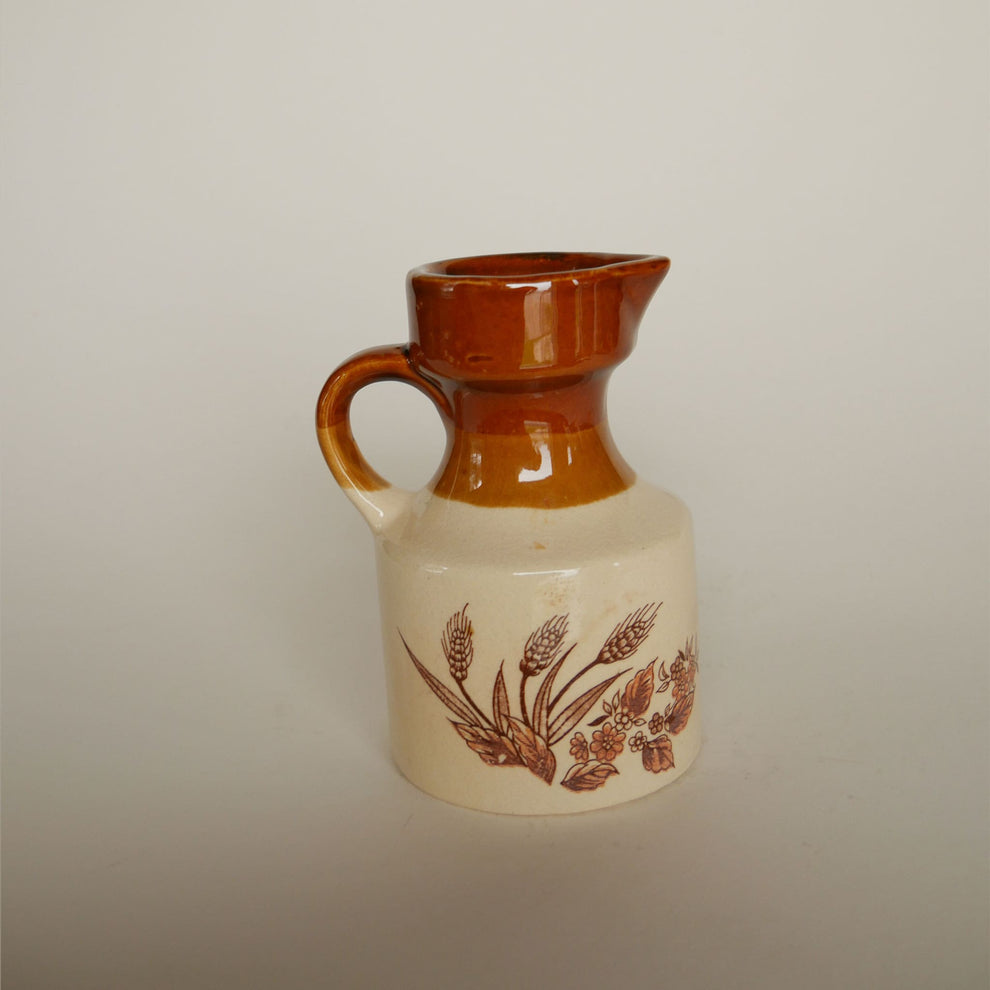 Vintage Golden Wheat Mini Stoneware Pitcher – Thrifted Wicker Basket